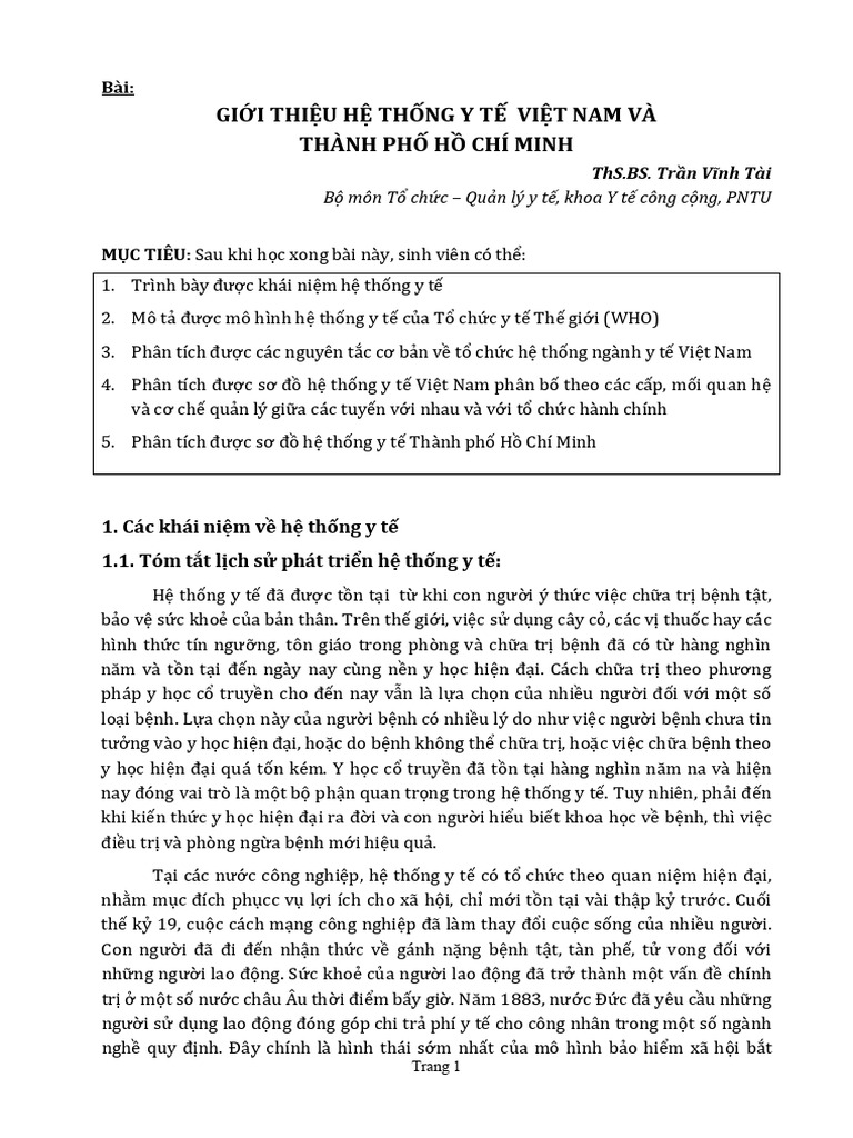 Gioi Thieu HTYT Viet Nam Va TPHCM Cap Nhat Nam 2023 | PDF