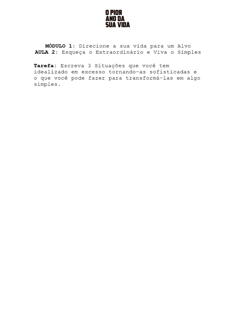 Módulo 1: Aula 2: Tarefa | PDF