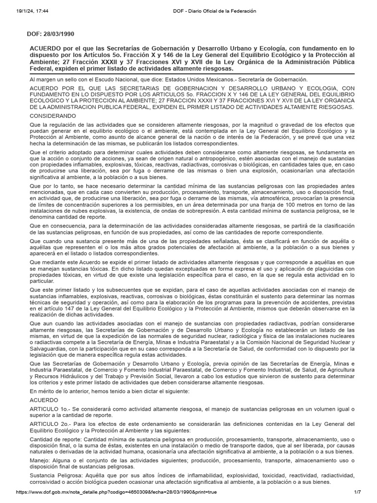 1er Listado de activ altam riesgosas | PDF