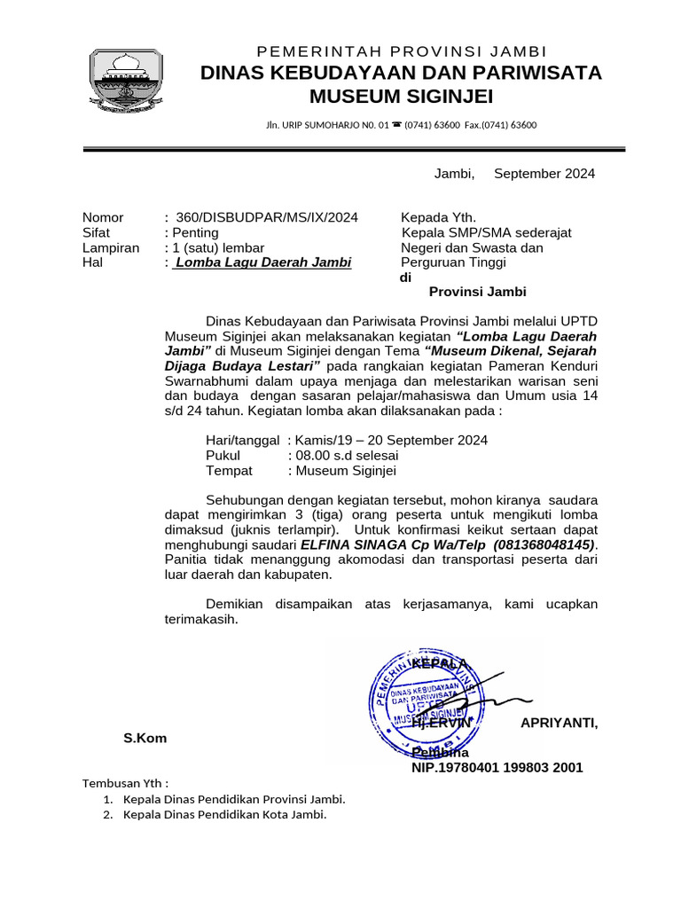 Surat Dan Juknis Lomba Lagu 2024 | PDF Surat Dan Juknis Lomba Lagu 2024 | PDF
