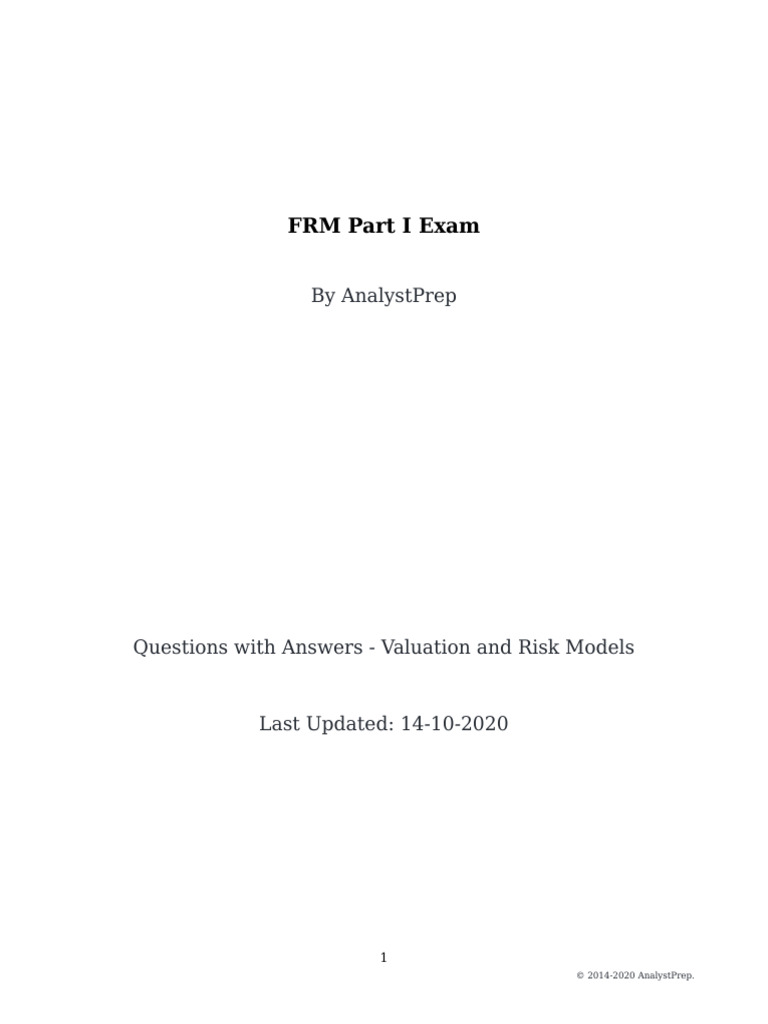 FRM Part I Exam: by Analystprep | PDF