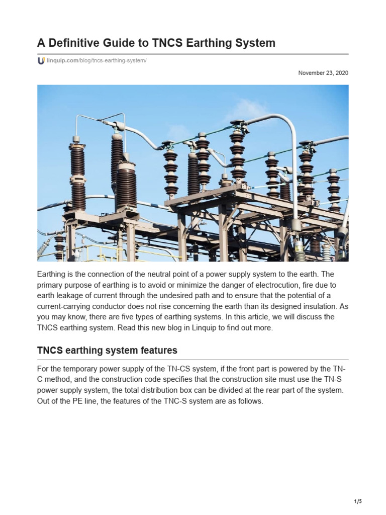 A Definitive Guide To TNCS Earthing System | PDF | Electrical Wiring ...