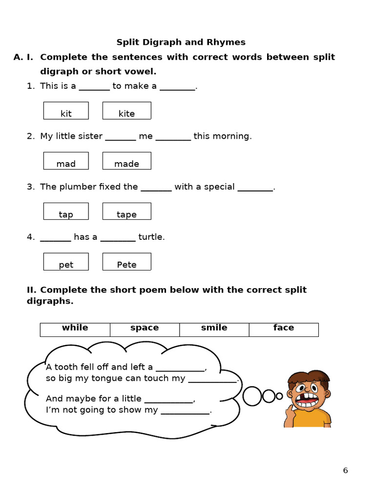 Split Digraph Exercises & Rhymes | PDF