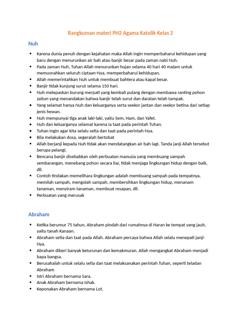 Rangkuman Materi PH2 Nuh Dan Abraham | PDF