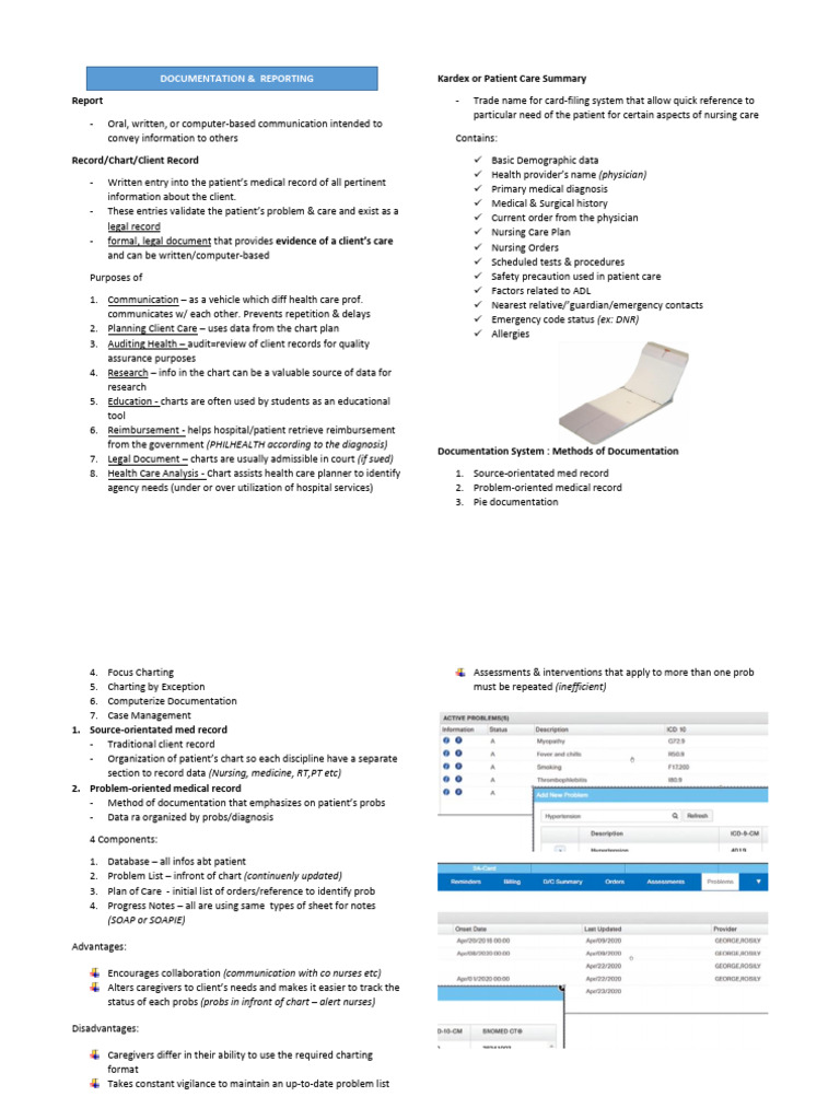 Types of Nursing Documentation NOTES (Fundamentals of Nursing) | PDF