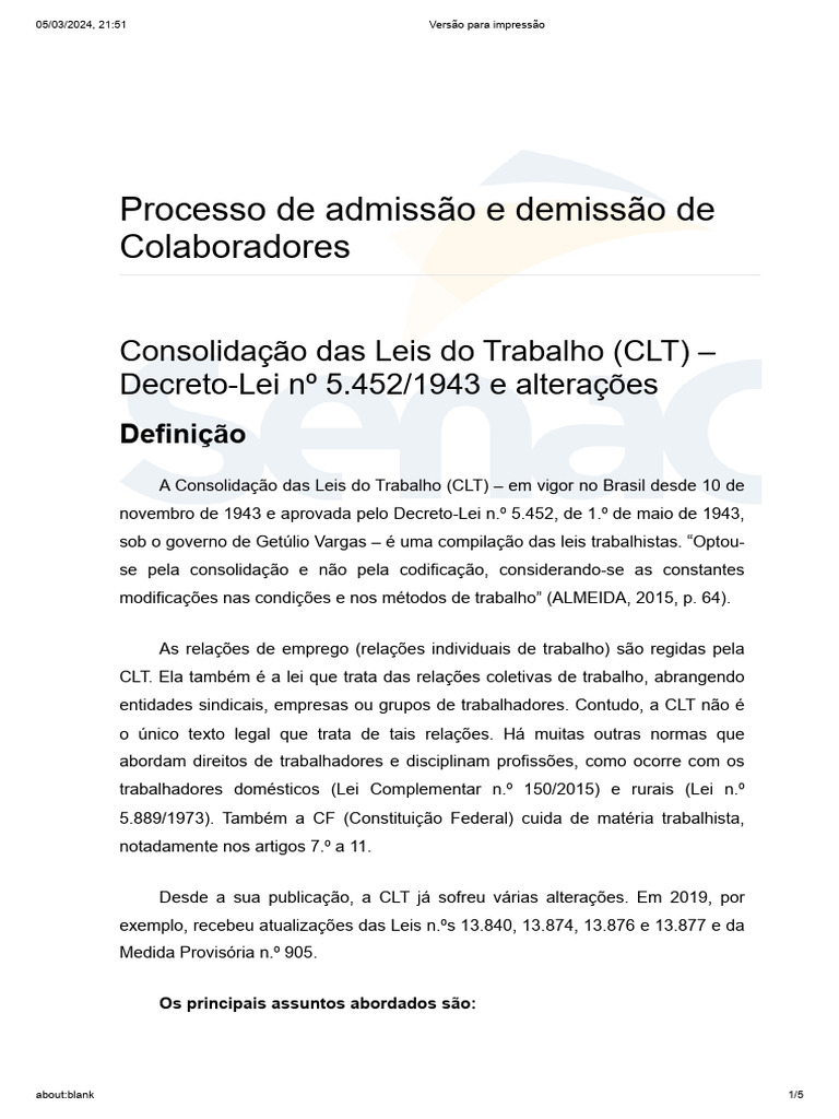 CLT Fecomercio | PDF