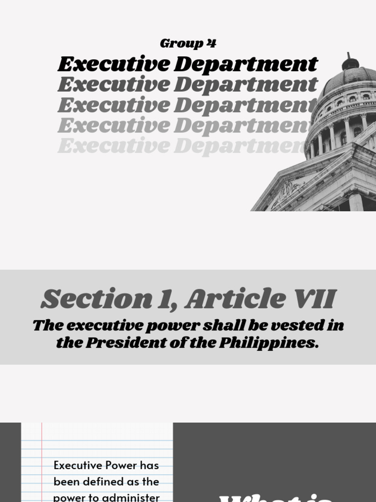 Group 4 Week 8 Article VII Executive Department | PDF