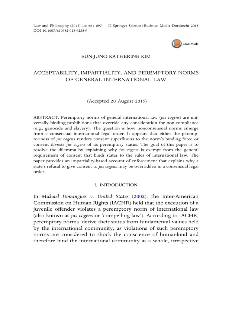 Acceptability Impartiality and Peremptory Norms | PDF