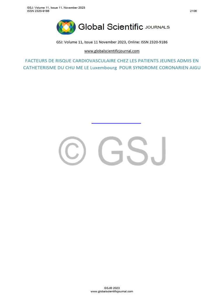 Facteurs de Risque Cardiovasculaire Chez Les Patients Jeunes Admis | PDF