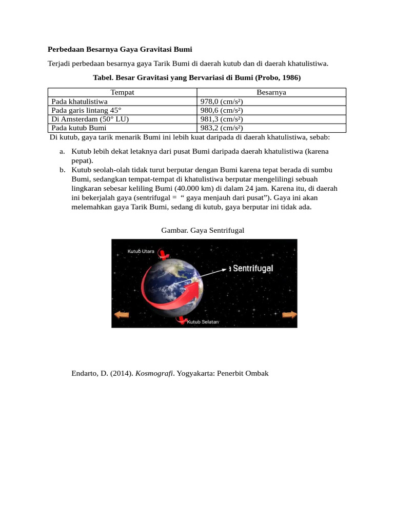 Perbedaan Besarnya Gaya Gravitasi Bumi | PDF