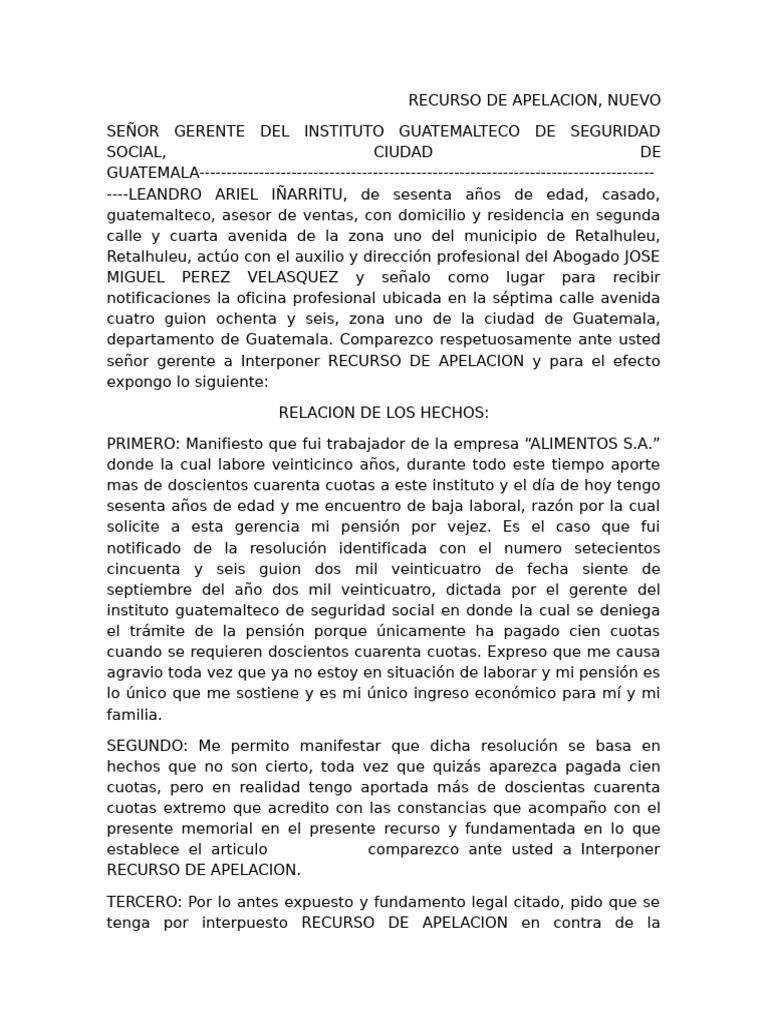 Recurso de Apelacion - Iggs | PDF