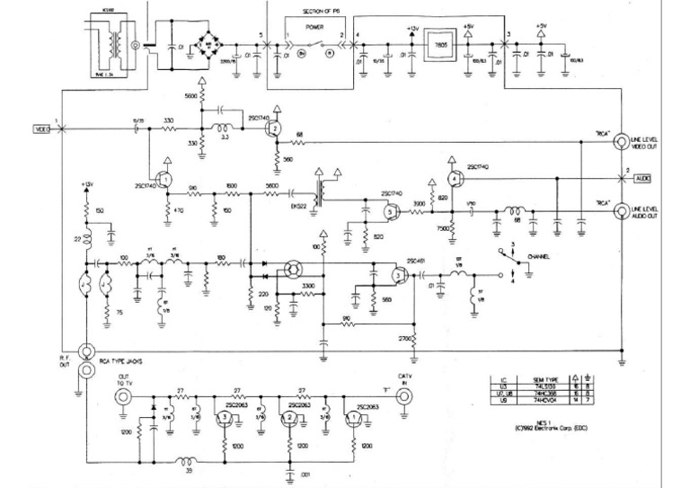 04 Esquema NES-001 Alimentación, AV, Conmutador RF | PDF