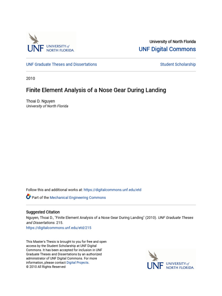 Finite Element Analysis of a Nose Gear During Landing | PDF
