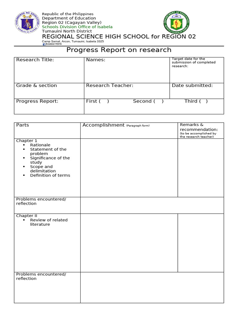 Template Progress Report On Research | PDF