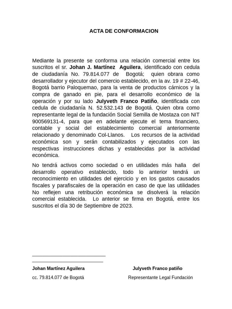 Acta Compromiso | PDF