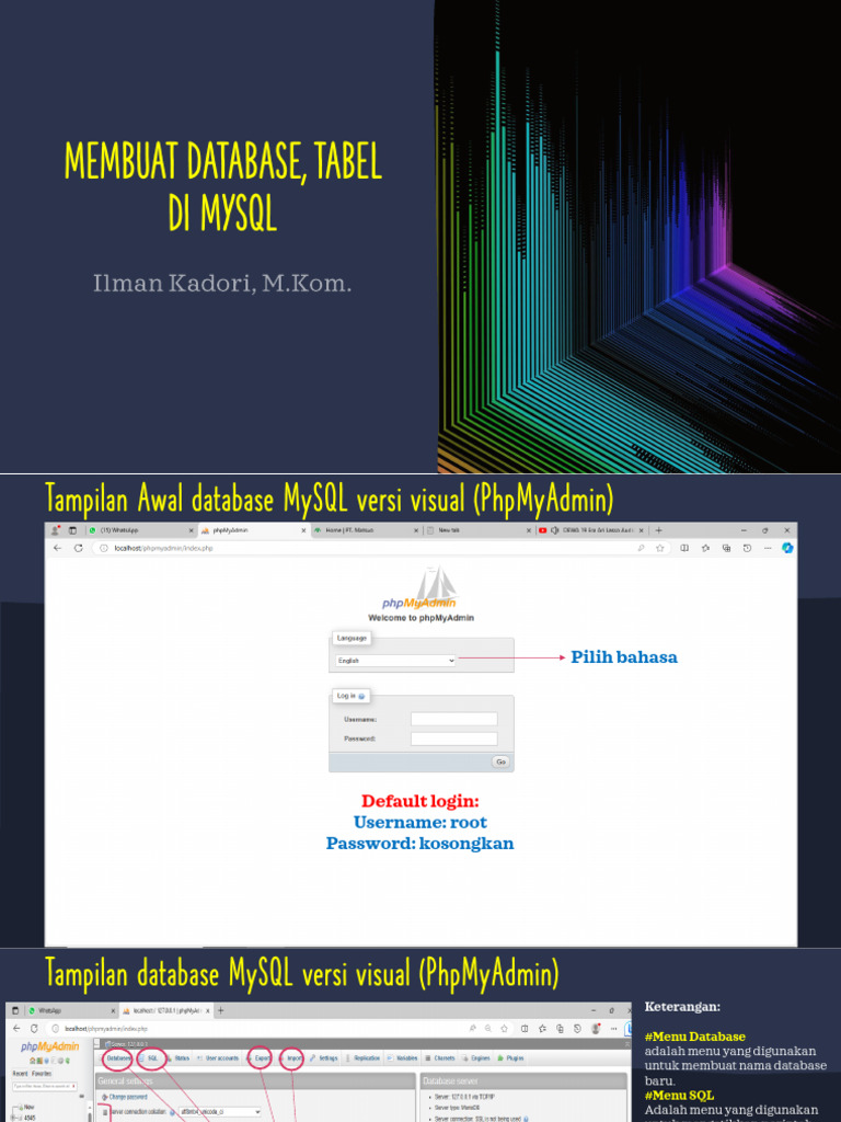 1 Dan 2. Membuat Database Dan Tabel Di MySQL | PDF