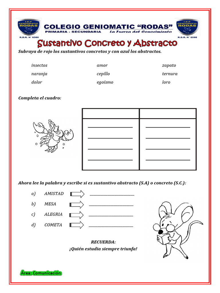 Sustantivo Concreto y Abstracto | PDF