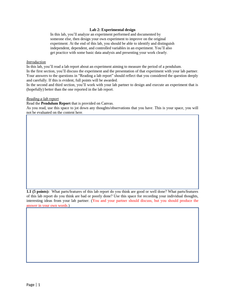 Lab 2 Experimental Design | PDF