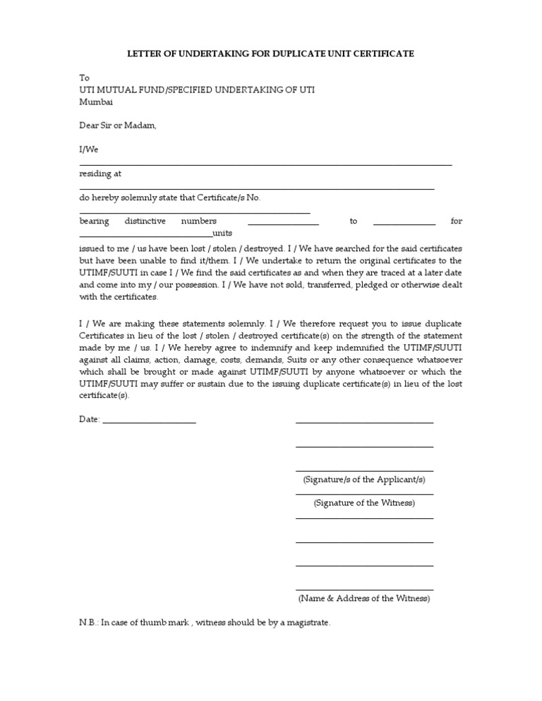 Letter of Undertaking | PDF