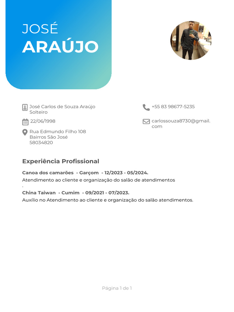 Currículo José Carlos 2024 Atualizado | PDF