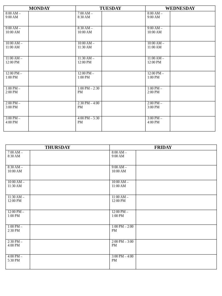 Daily Schedule | PDF