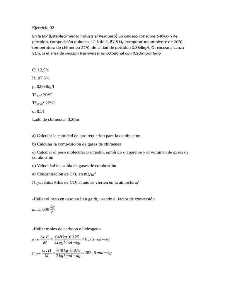 Ejercicio 02 - Combustión | PDF | Combustión | Gases