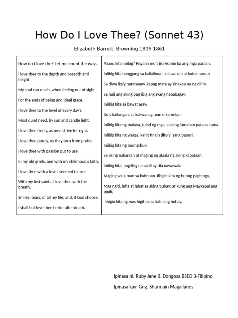 How Do I Love Thee | PDF