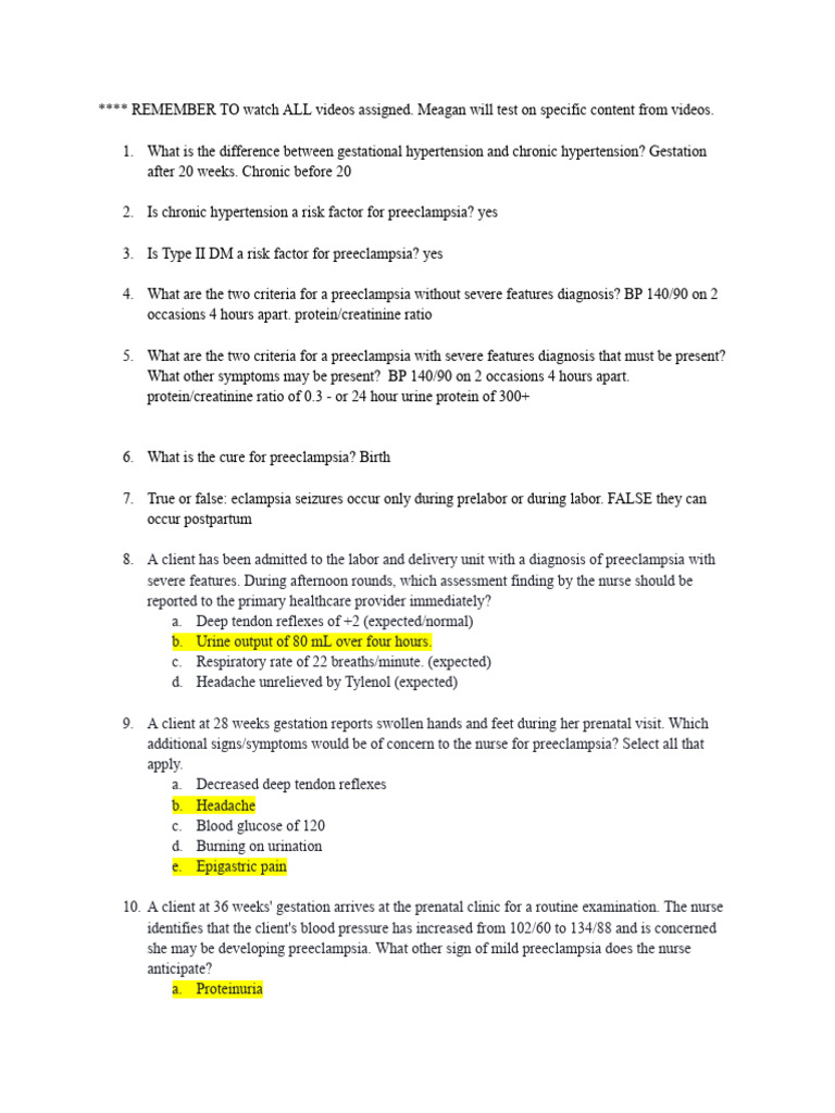 Module 4 Study Guide OB With ANSWERS | PDF