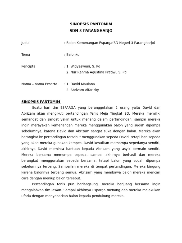 Sinopsis Pantomim | PDF