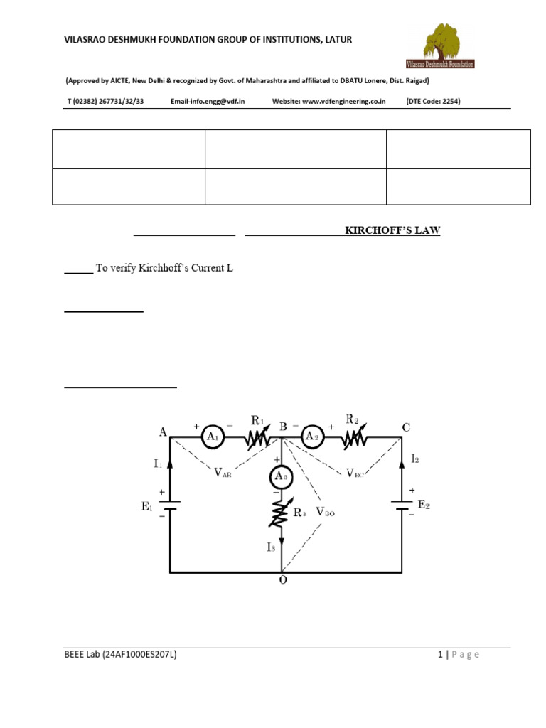 24AF1000ES207L Basic Electrical and Electronics Engineering Lab 1 ...