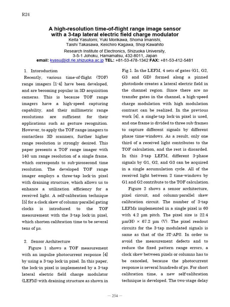 A High-Resolution Time-Of-Flight Range Image Sensor With A 3-Tap Lateral Electric Field Charge ...