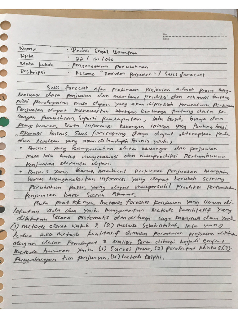 Rachel Engel Wamafma (22121060) Sales Forecast | PDF