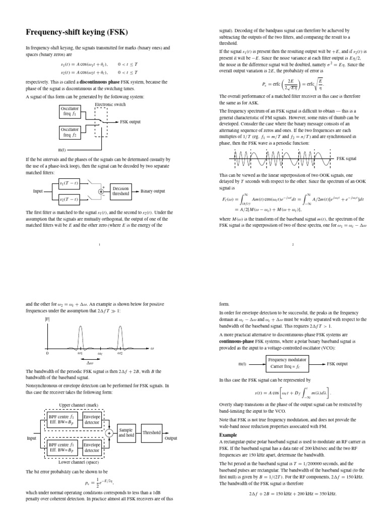 Frequency Shift Keying FSK | PDF