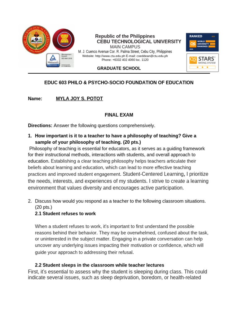 Educ 603 Final Exam | PDF