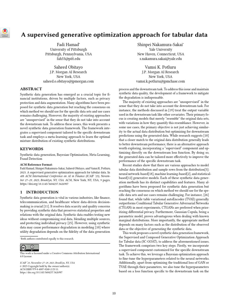 A Supervised Generative Optimization Approach For Tabular Data | PDF