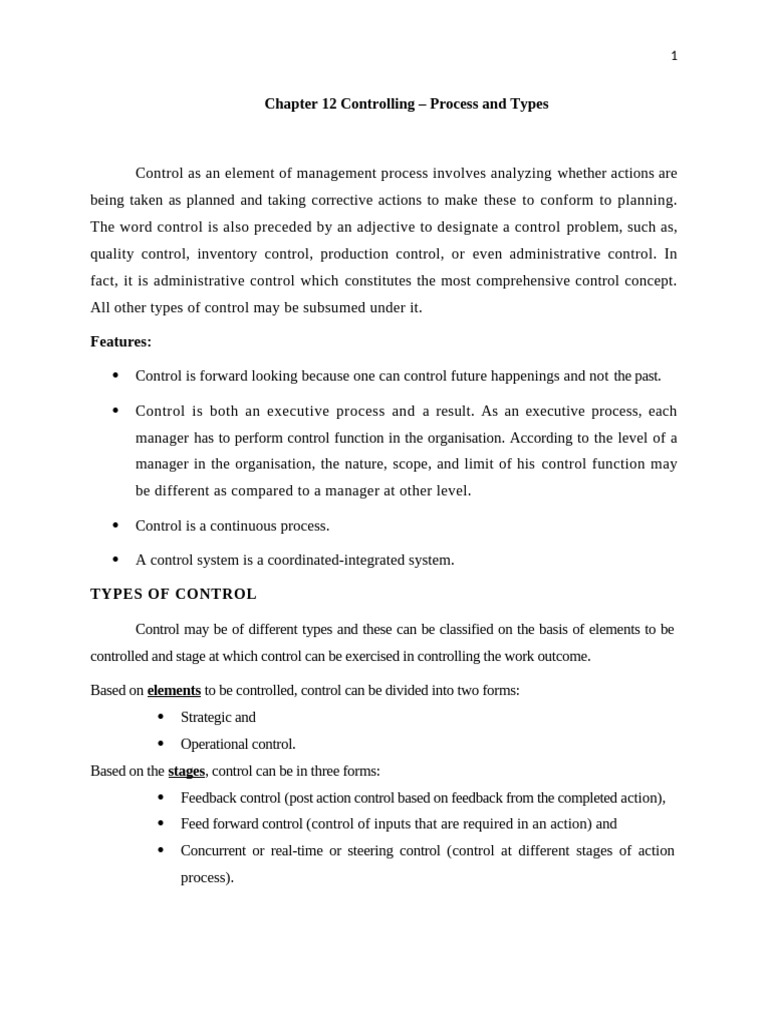 Chapter 12 Controlling - Process and Types | PDF