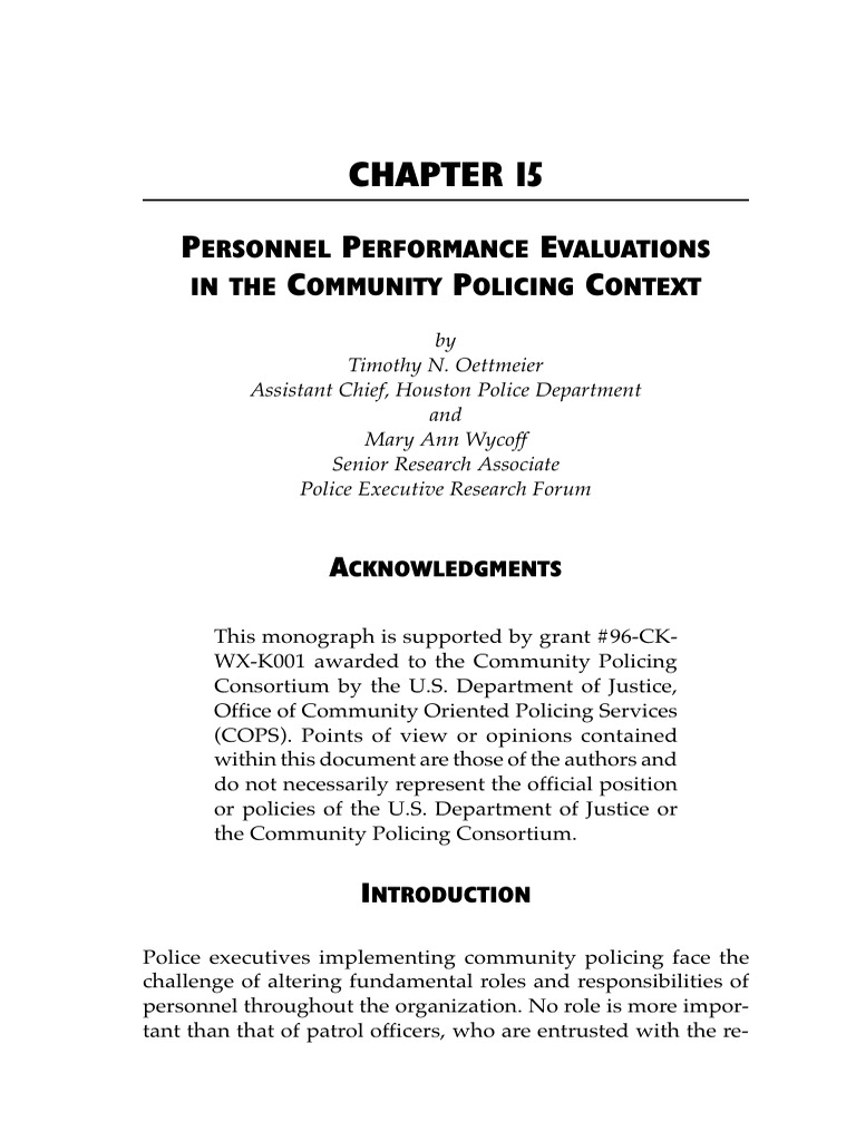 Personnel Performance Evaluations in The Community Policing Context | PDF
