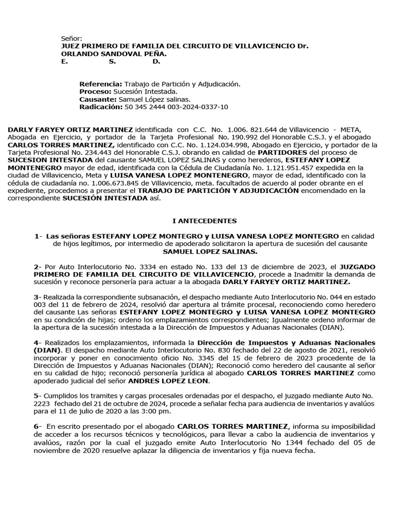 TRABAJO DE PARTICION Darly | PDF