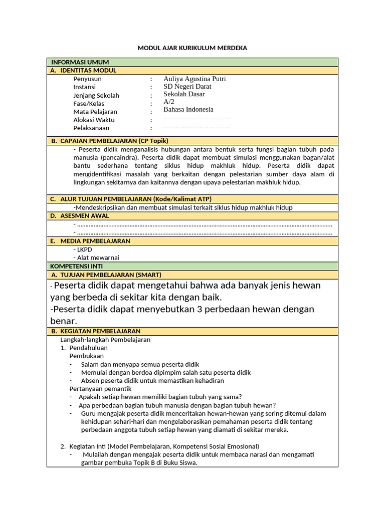 Modul Ajar-Komponen Sederhana | PDF