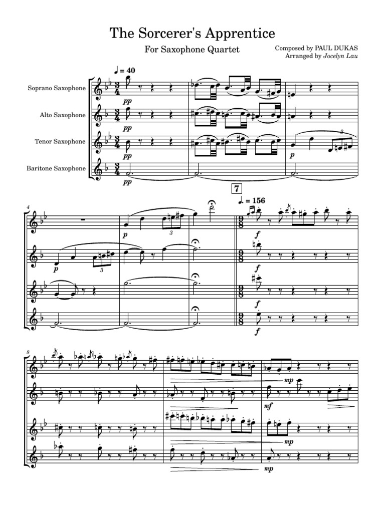 The Sorcerers Apprentice - For Sax Quartet-Score and Parts | PDF