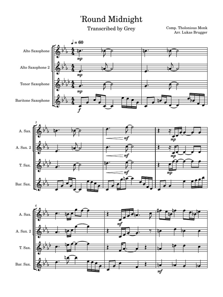 Round Midnight Thelonious Monk Round Midnight-Score and Parts | PDF