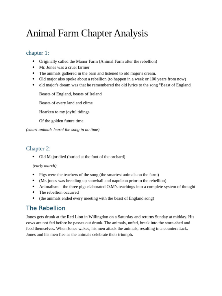 Animal Farm Chapter Analysis | PDF