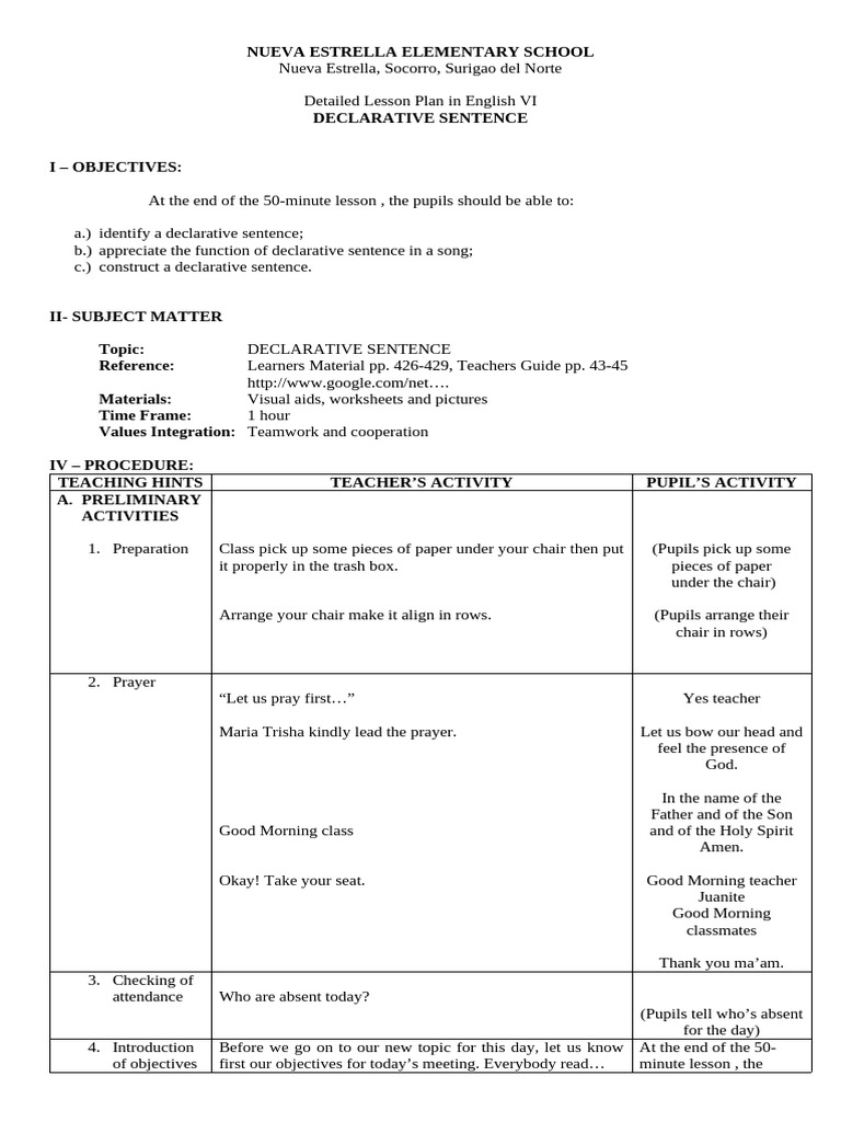 Detailed Lesson Plan English II (Rovelyn) | PDF