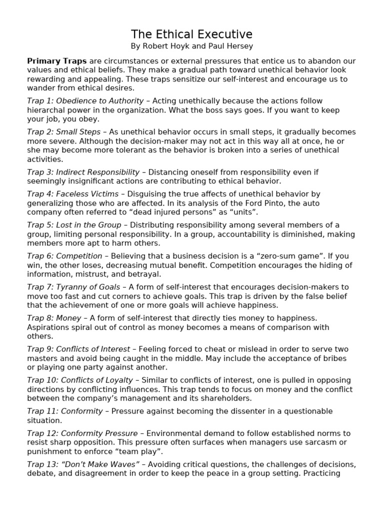 Ethical Exec Trap DSCRPT | PDF