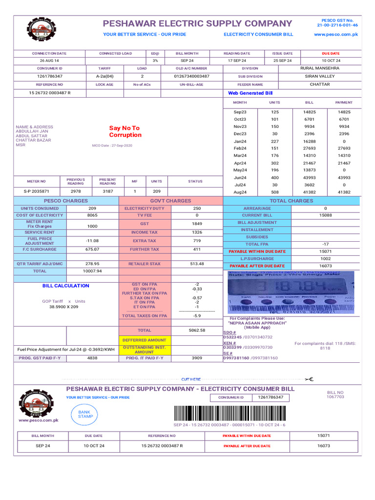 Pesco Online Bill | PDF