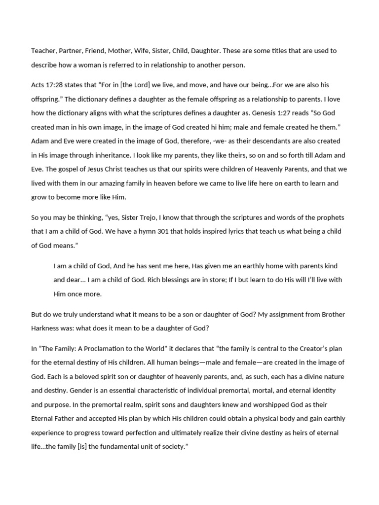 What It Means To Be A Daughter of God | PDF | Jesus | Faith