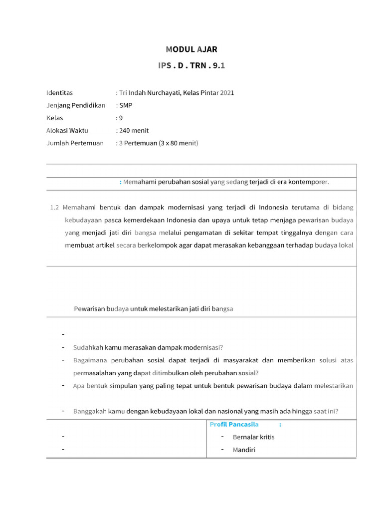 Final MA - IPS - Tri Indah Nurchayati - SMP - D - Kelas 9 | PDF