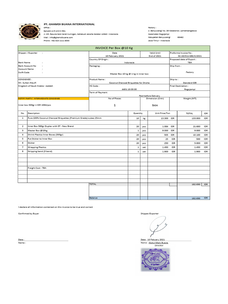 Invoice Alauifi 1 Box | PDF
