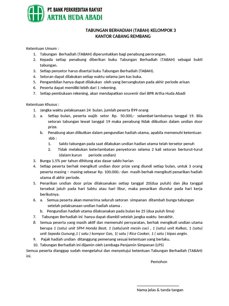 Ketentuan Tabah 3 | PDF