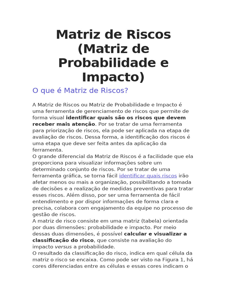 Matriz de Riscos | PDF